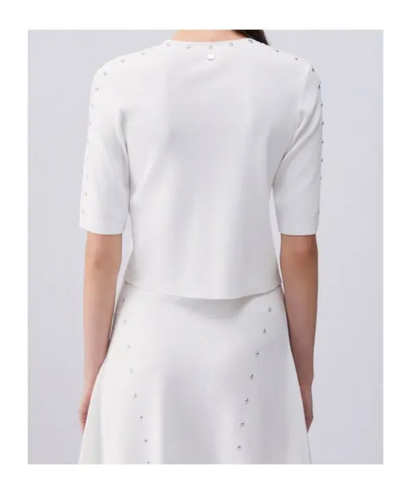 Liu Jo Studded Knitted Top With Crew Neck And Short Sleeves