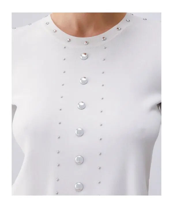 Liu Jo Studded Knitted Top With Crew Neck And Short Sleeves
