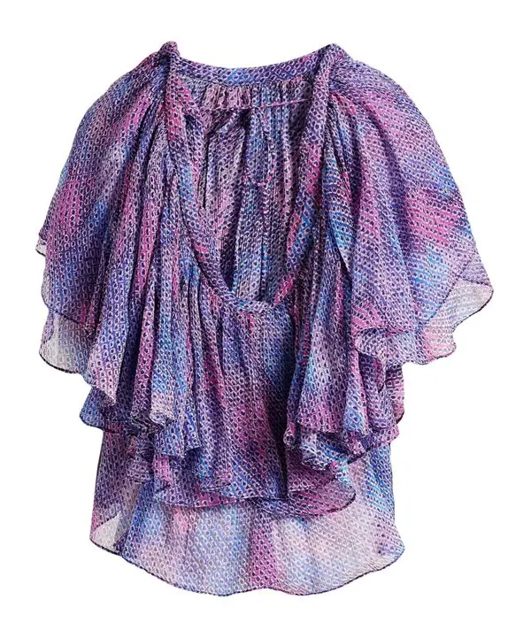 Isabel Marant Étoile Multicolored Ruffled Short-sleeved Top