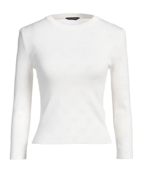 Balenciaga Fitted Knit Top With Allover Jacquard Pattern