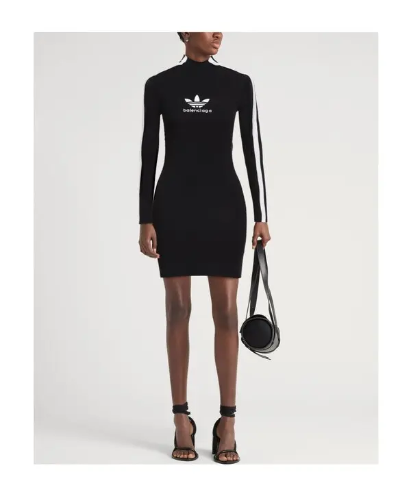Balenciaga Ribbed Fitted Knit Mini Dress