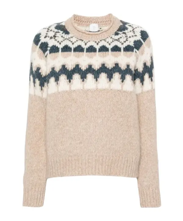 Eleventy Intarsia Pattern Knitted Jumper - Nude