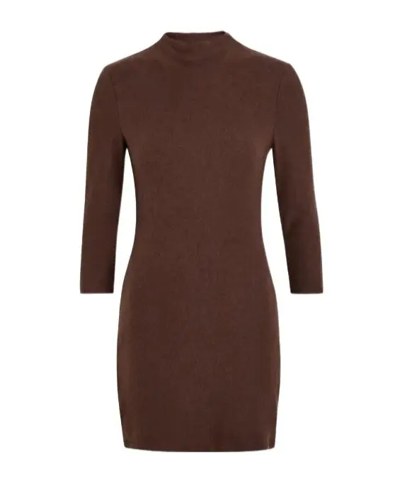 REFORMATION Camille High-neck Mini Dress - Brown