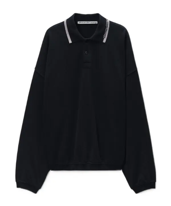 Alexander Wang Long-sleeved Polo Shirt - Black