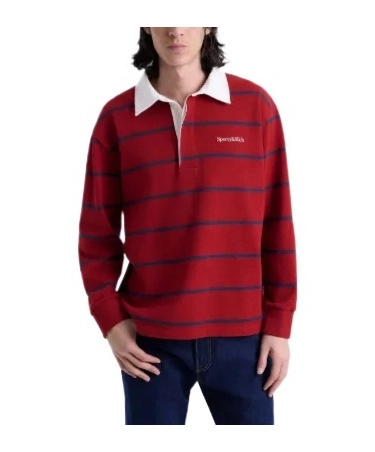 SPORTY  RICH Striped Long-sleeve Polo Shirt