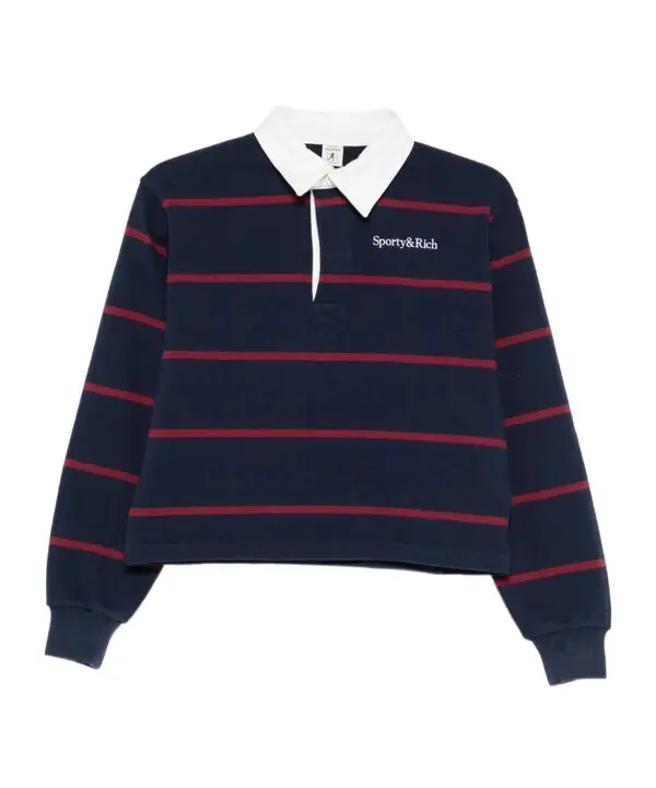 SPORTY  RICH Sporty & Rich Striped Polo Top