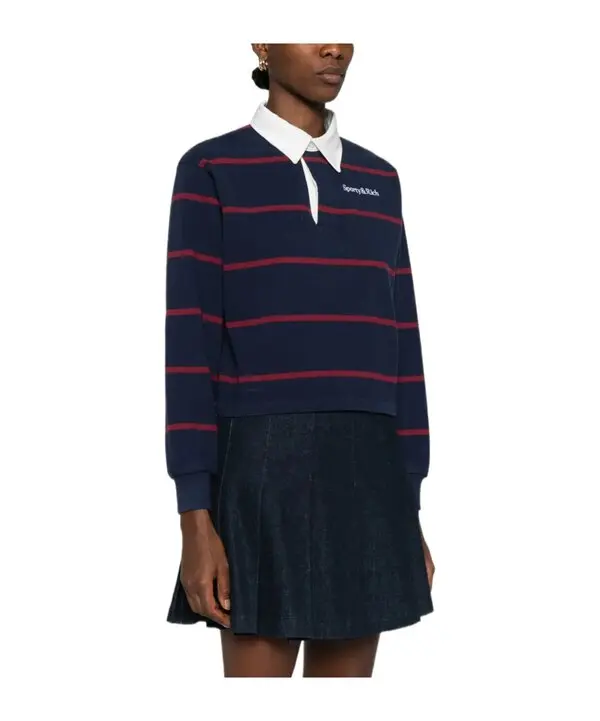 SPORTY  RICH Sporty & Rich Striped Polo Top