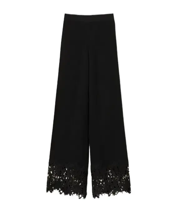 TWINSET Lace-trimmed Straight Leg Trousers
