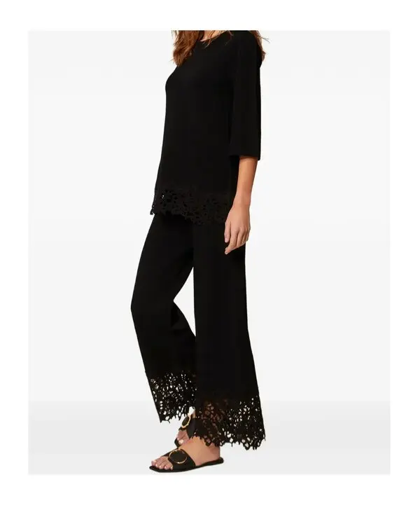 TWINSET Lace-trimmed Straight Leg Trousers