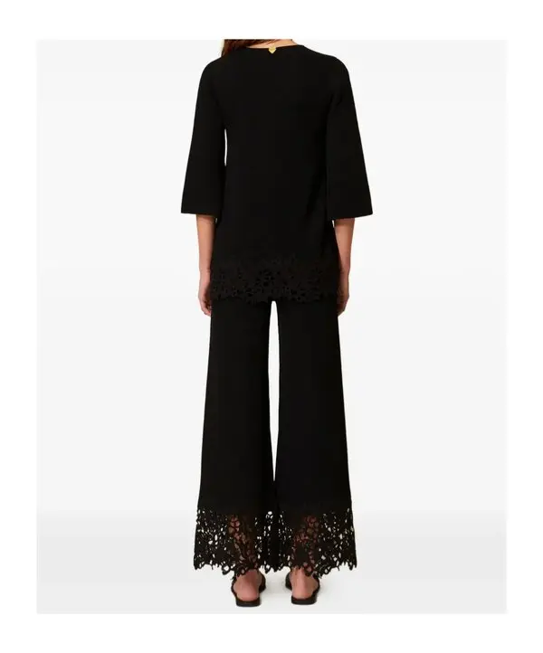 TWINSET Lace-trimmed Straight Leg Trousers