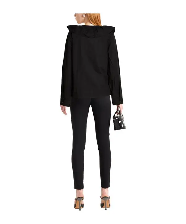 GANNI Solid-color Long-sleeve Ruched Top