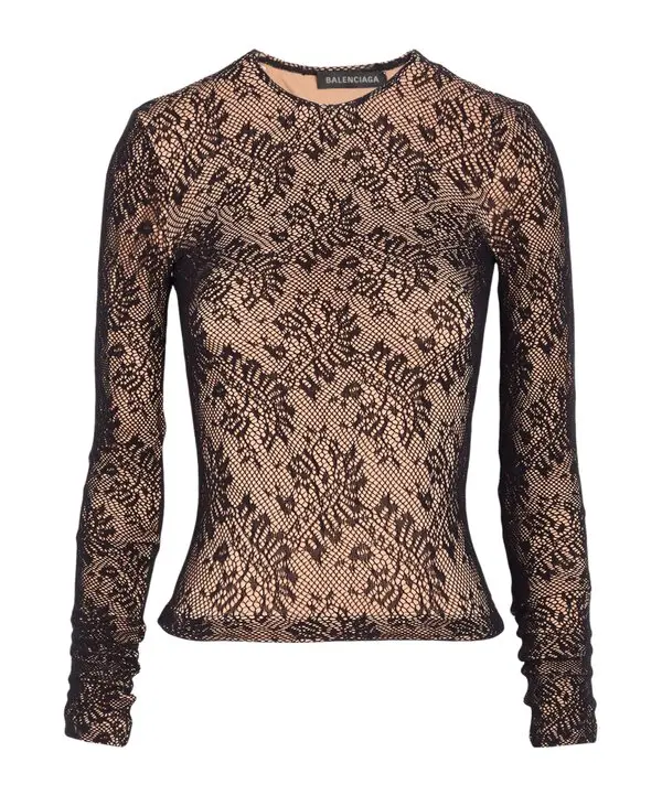 Balenciaga Lace Long-sleeve Top - Black