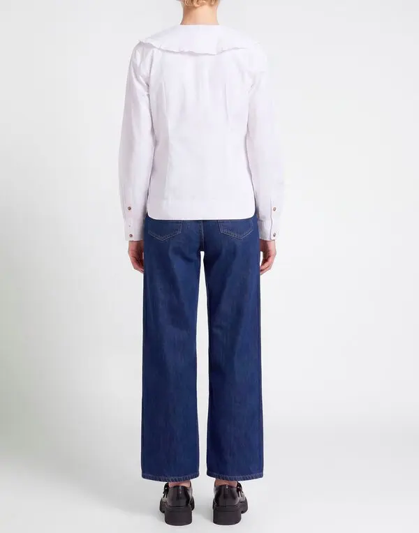 GANNI Solid Color Long Sleeve Shirt
