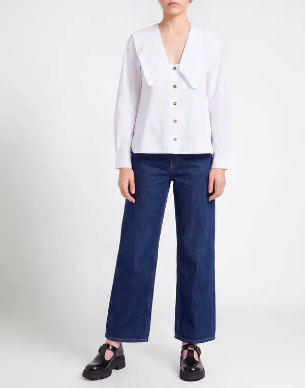 GANNI Solid Color Long Sleeve Shirt