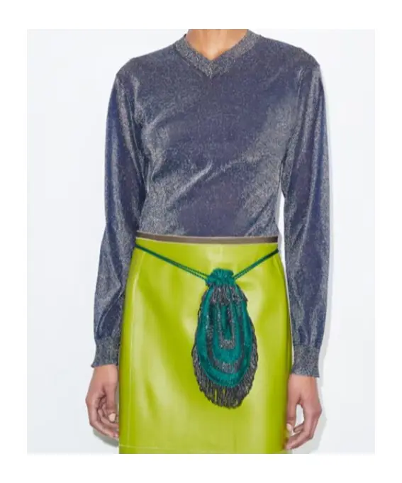 Tory Burch Metallic V-neck Sweater