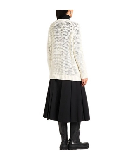 Tory Burch Two-tone Thick Knit Long Sleeve Top