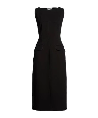 Sportmax Fitted Sleeveless Crewneck Jersey Dress With Flap Pockets And Back Split