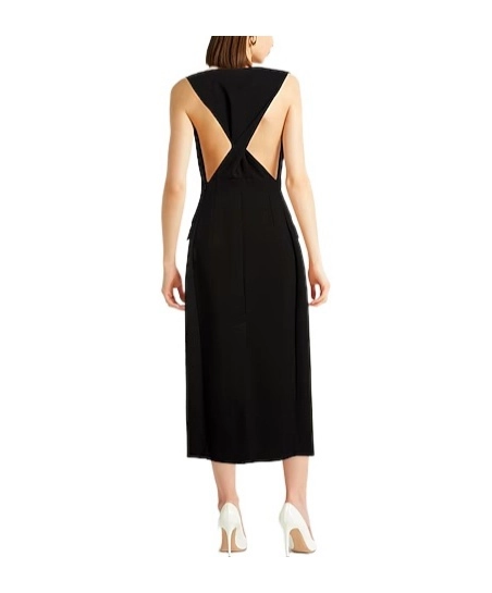 Sportmax Fitted Sleeveless Crewneck Jersey Dress With Flap Pockets And Back Split