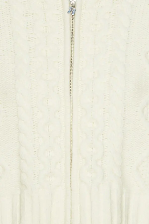 ROTATE BY BIRGER CHRISTENSEN Cable-knit Hooded Cardigan With Zip Fastening
