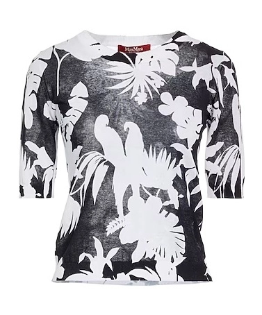 Max Mara Patterned Knit Short Sleeve Top - White