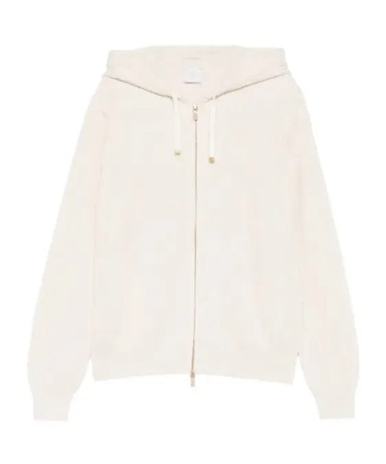 Eleventy Zip Hoodie With Drawstring - White