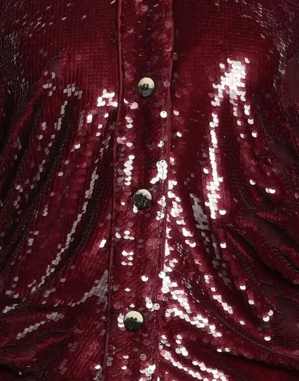 GANNI Long-sleeve Sequin Shirt Dress With Side Slit