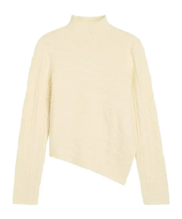 Staud Sidney Cable-knit Asymmetric Sweater - Nude
