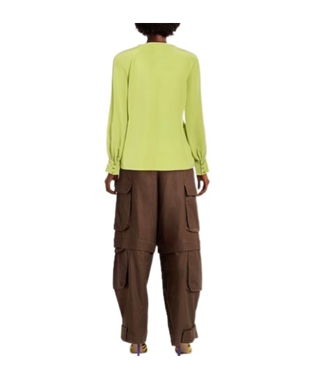 Max Mara Satin V-neck Long-sleeve Top