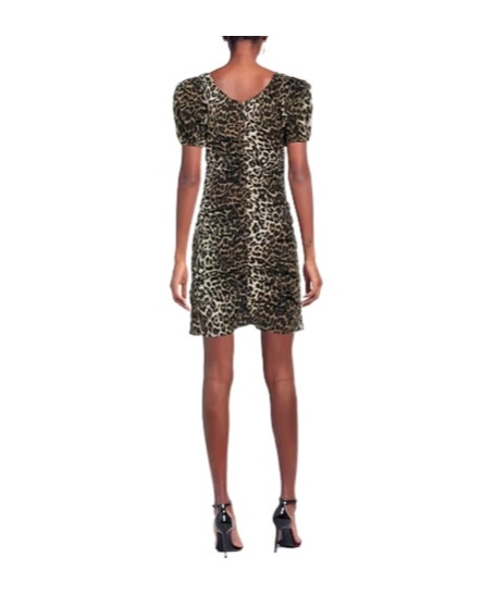 GANNI Leopard Print Puff Sleeve Bodycon Dress