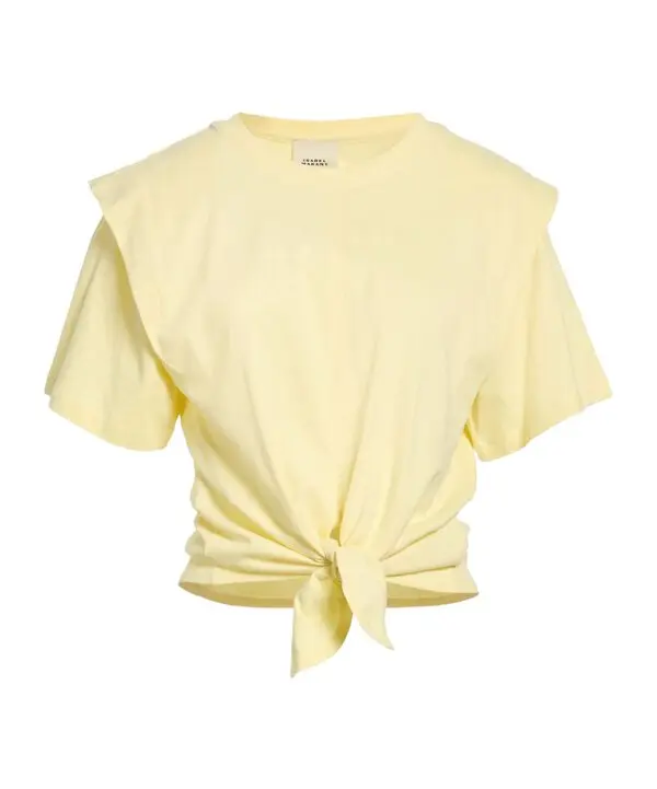 Isabel Marant Étoile Round-neck Short-sleeve Tee With Front Knot Detail - Nude