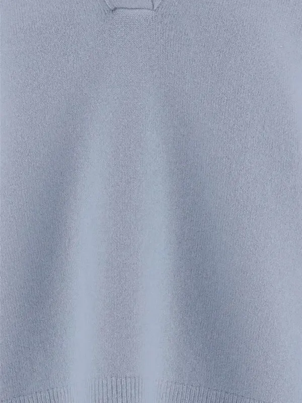 Vince Ribbed V-neck Sweater - Light Blue