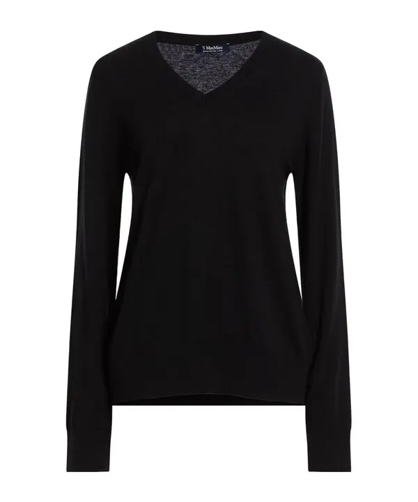 Max Mara Solid Color Knitted V-neck Long Sleeve Shirt - Black