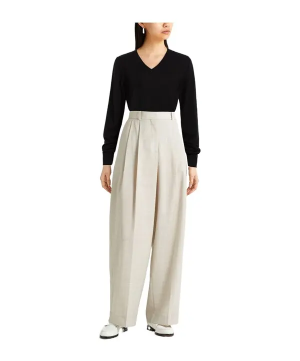 Max Mara Solid Color Knitted V-neck Long Sleeve Shirt