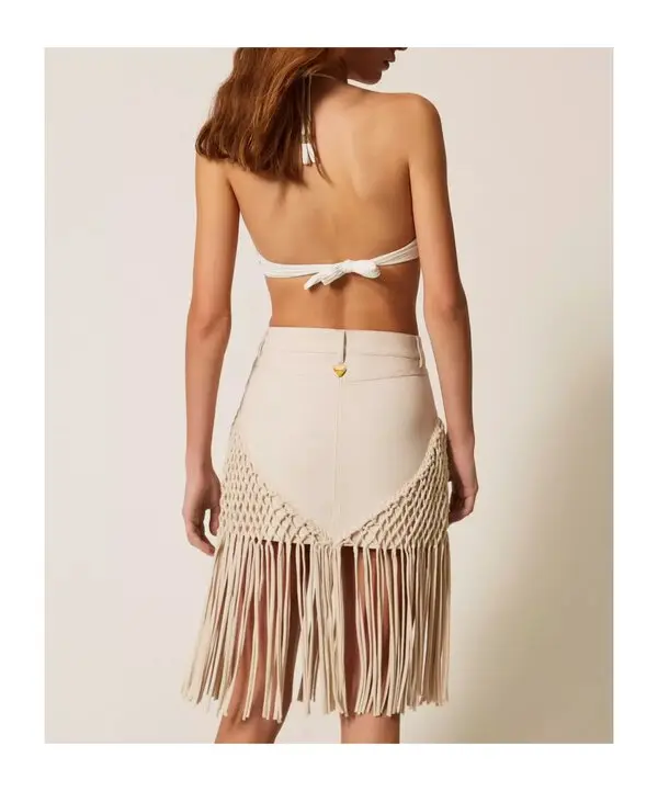 TWINSET Fringed Mini Skirt With Knot Detailing