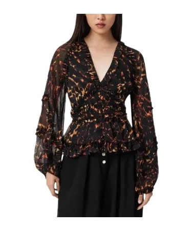 ALLSAINTS Ruffled Animal-print Blouse