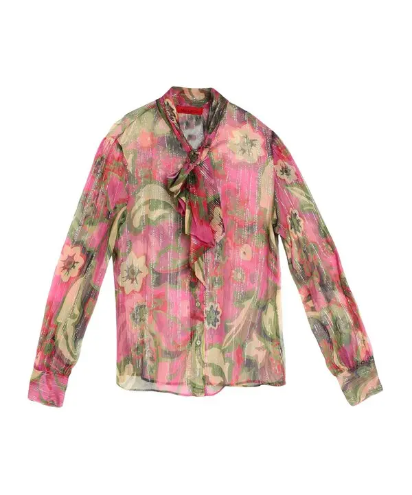 MAXCO. Max&co. Floral Chiffon Bow Blouse