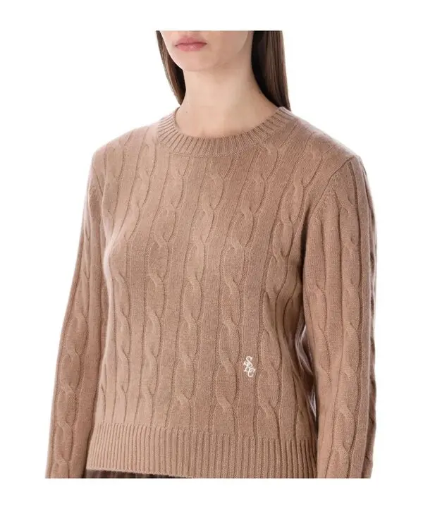 SPORTY  RICH Sporty & Rich Cable Knit Crewneck Sweater