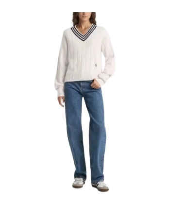 SPORTY  RICH Sporty & Rich V-neck Striped Trim Jumper