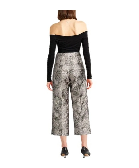 Max Mara Metallic Floral Jacquard Straight-leg Pants