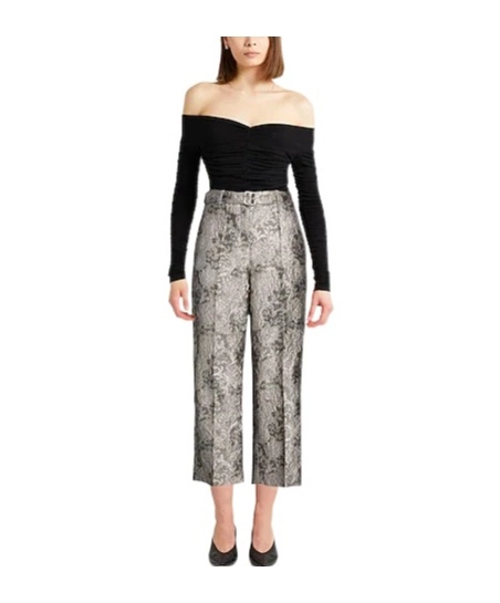 Max Mara Metallic Floral Jacquard Straight-leg Pants