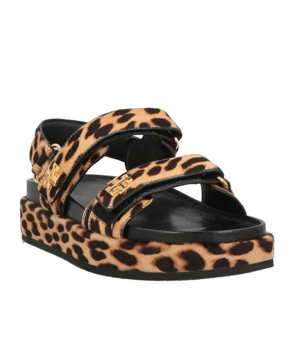 Tory Burch Leopard Print Calf Hair Platform Sandals