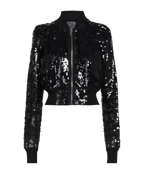 Rick Owens Mesh Embroidered Baseball Jacket - Black