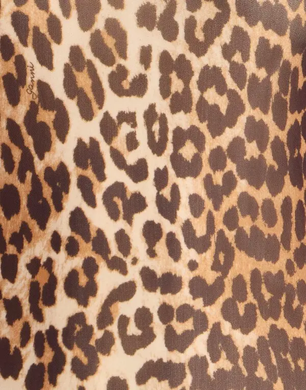 GANNI Leopard Print Long Sleeve Turtleneck Top