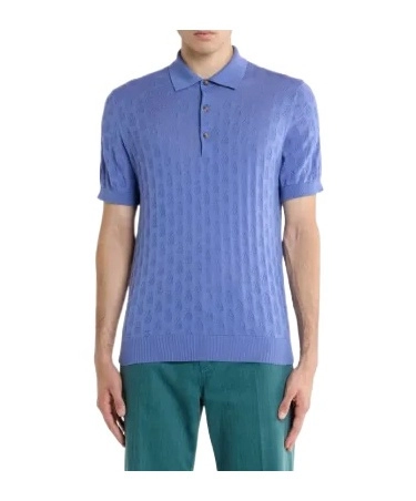 Etro Knit Cotton Polo Shirt With Micro Paisley Motif