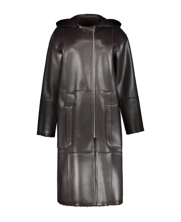 LOW CLASSIC Faux-leather Zip-up Coat