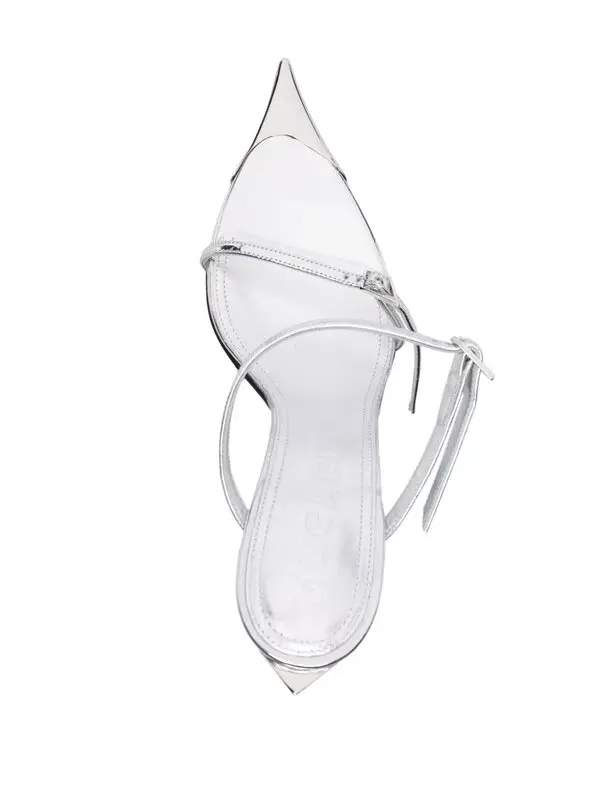 MUGLER Metallic Leather Pointed Toe Mules