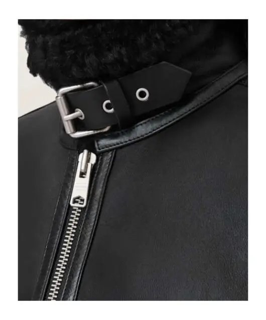 ALLSAINTS Leather Zip Jacket With Shearling Collar