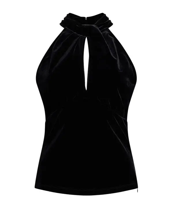 GANNI Solid-color Knitted Sleeveless Top - Black