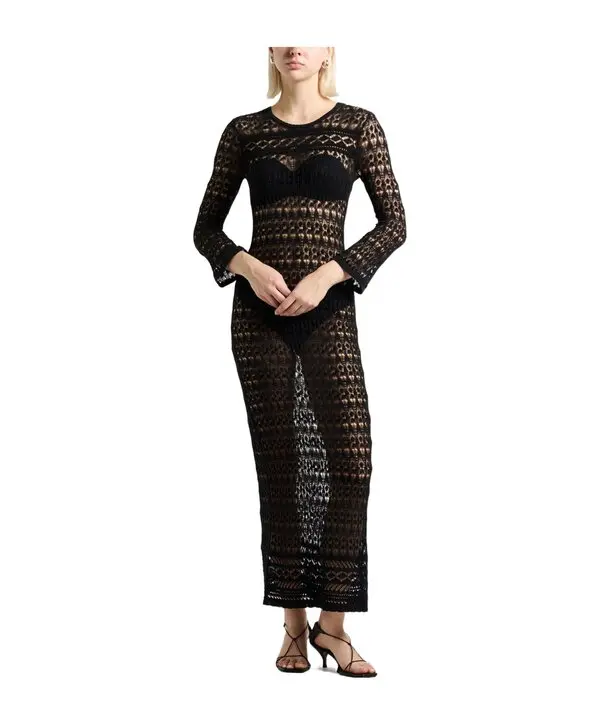 Isabel Marant Étoile Crochet Knit Long Sleeve Maxi Dress
