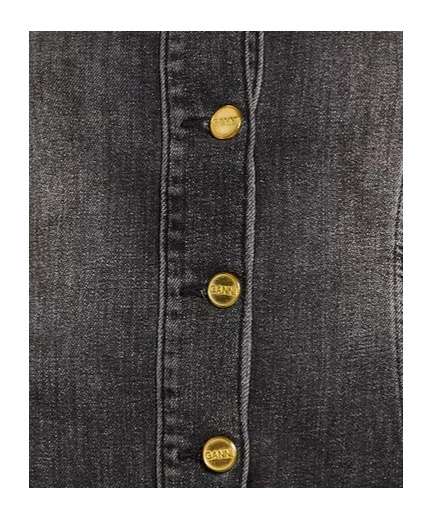 GANNI Strapless Denim Crop Top